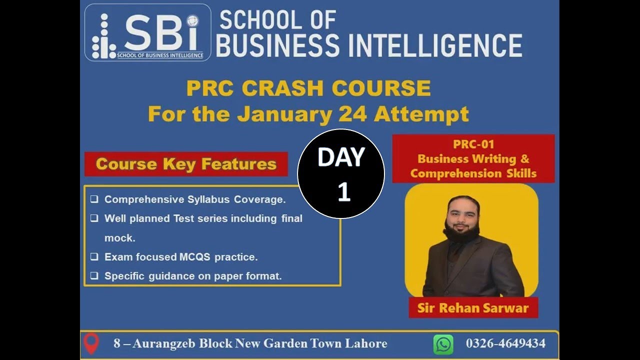 PRC 1 BWCS CRASH COURSE BY SIR REHAN - DAY 1 - prc revision - revision ...