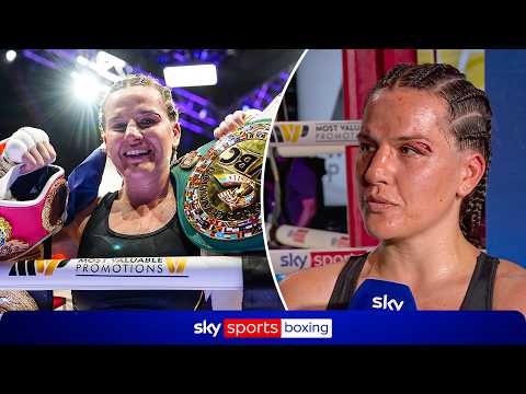 Chantelle Cameron reagiert auf ihren Sieg gegen Mikaela Mayer und den Gewinn der vereinigten Welt...
