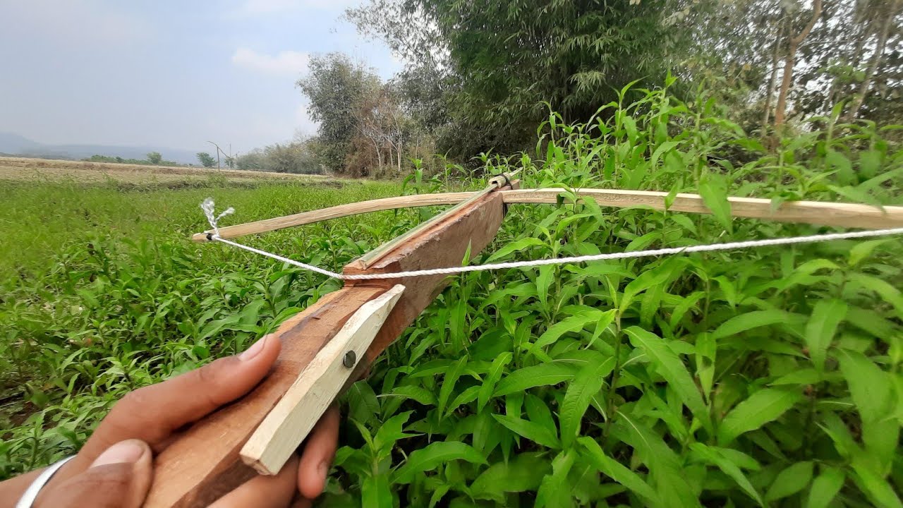 How to make with a simple wooden crossbow - YouTube