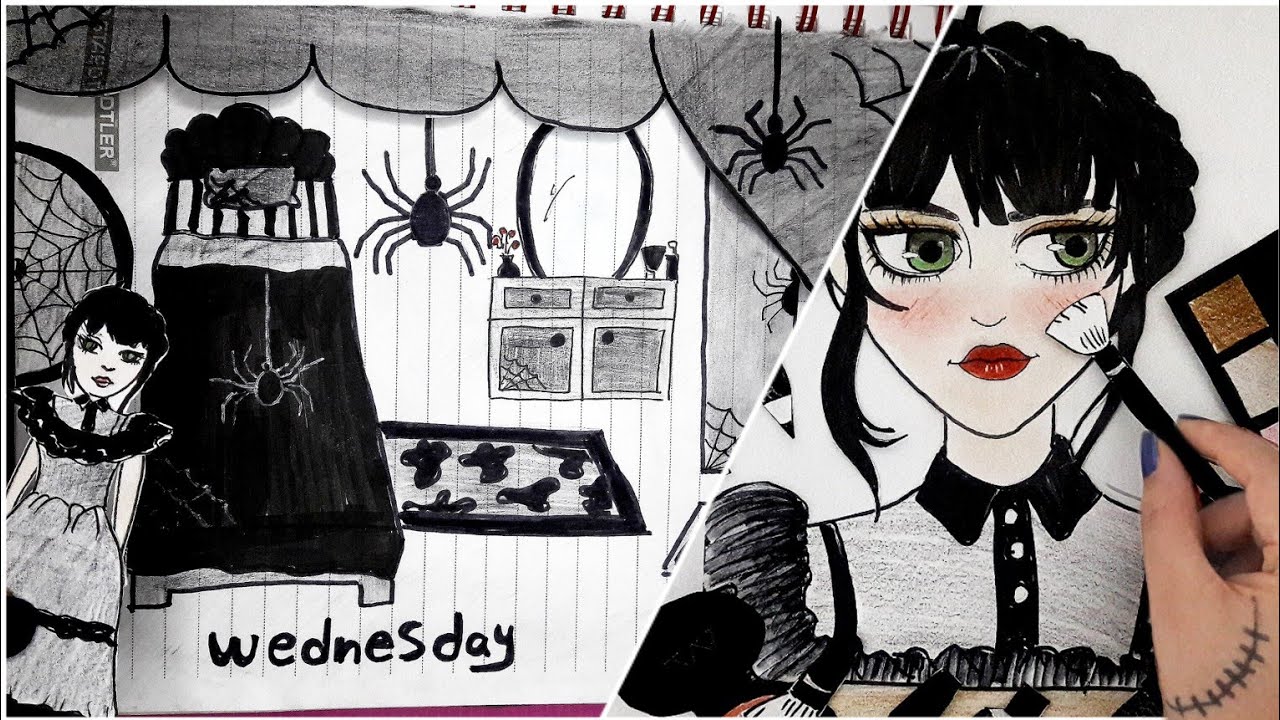 [🌸Paperdiy🌸] Wednesday makeup tutorial💄/[ASMR] /make wednesday room ...