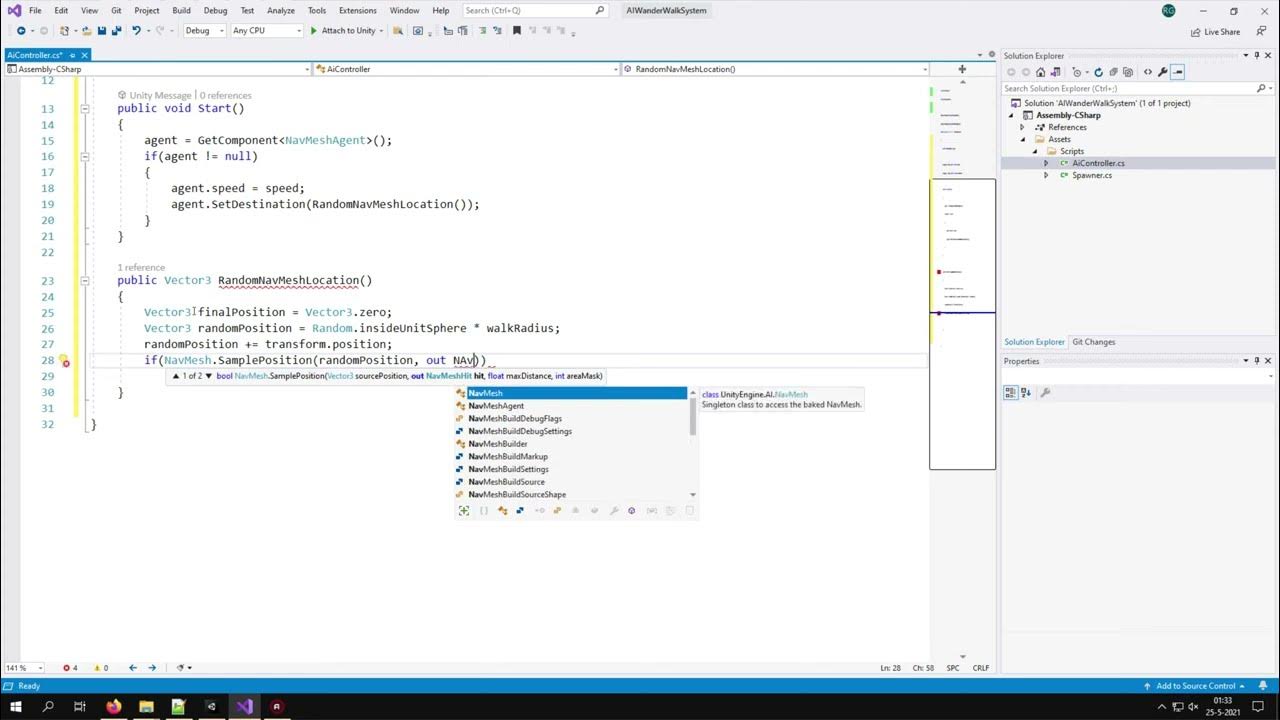 Unity 3D - How to create an AI/NPC Wander easy using NavMeshAgent - YouTube
