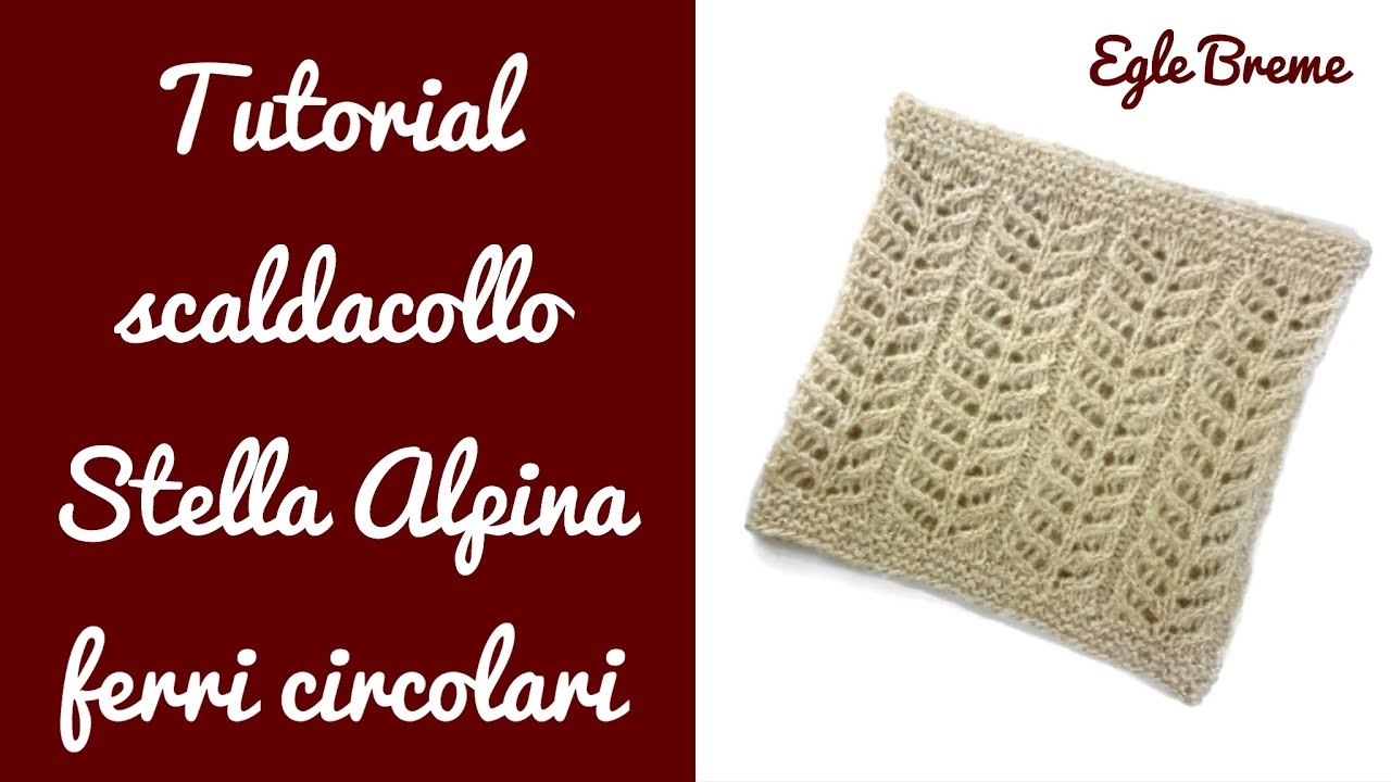 Tutorial scaldacollo Stella Alpina pizzo ai ferri circolari - YouTube