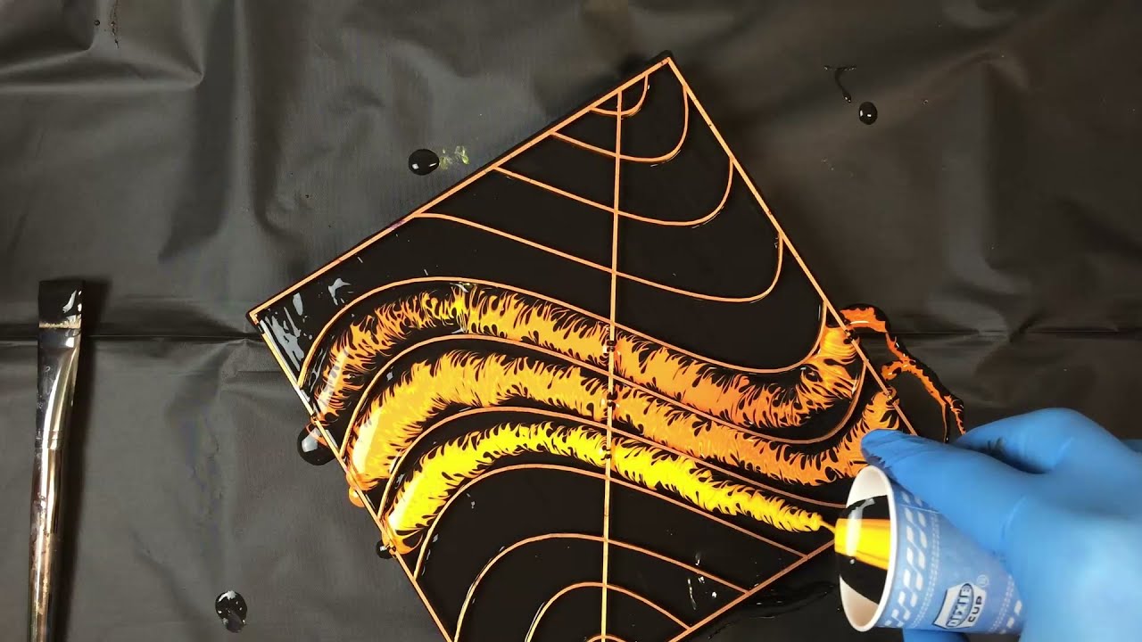 You'll probably like this... Waves of Fire acrylic pour. - YouTube