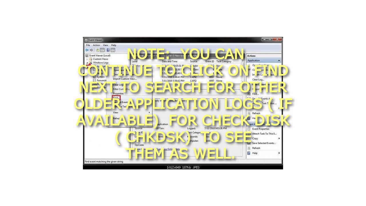How to Read the Event Viewer Log for Check Disk chkdsk in Vista Windows ...