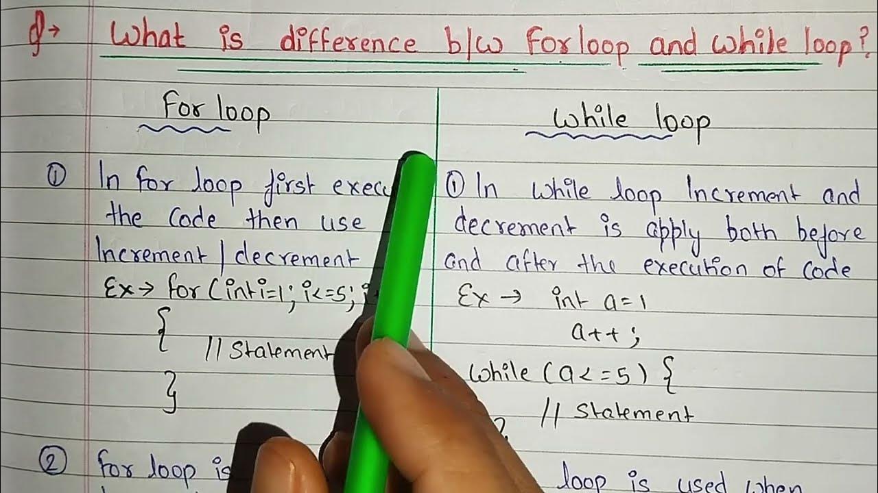Difference Between For Loop And While Loop Easy Explanation Handwritten Notes