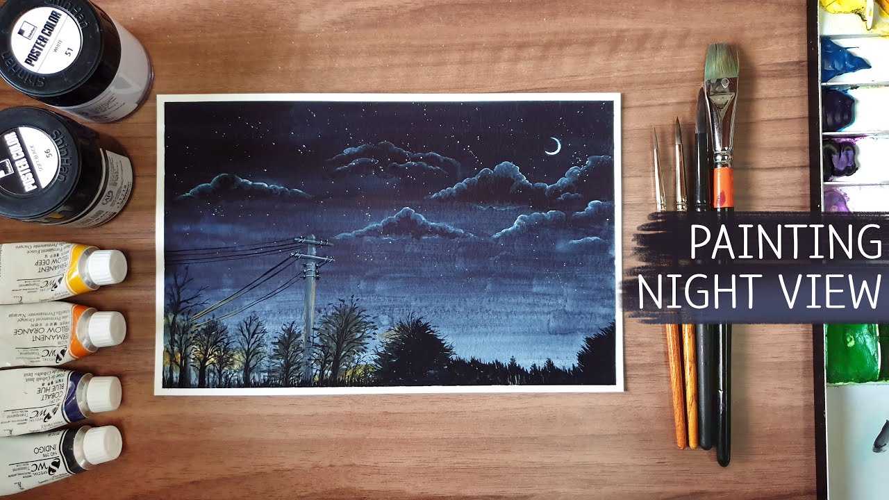 Easy Watercolor Painting / Night View Painting / Nightscape / #18 - YouTube