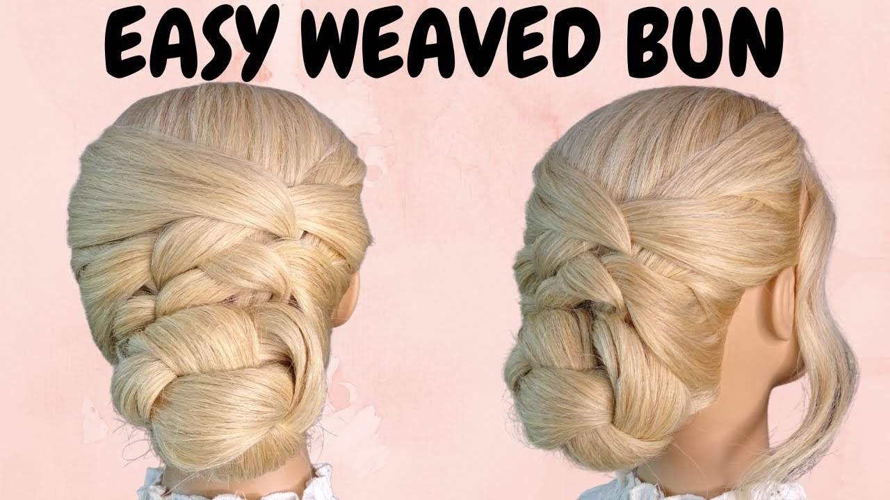 EASY weaved bun hair tutorial - YouTube