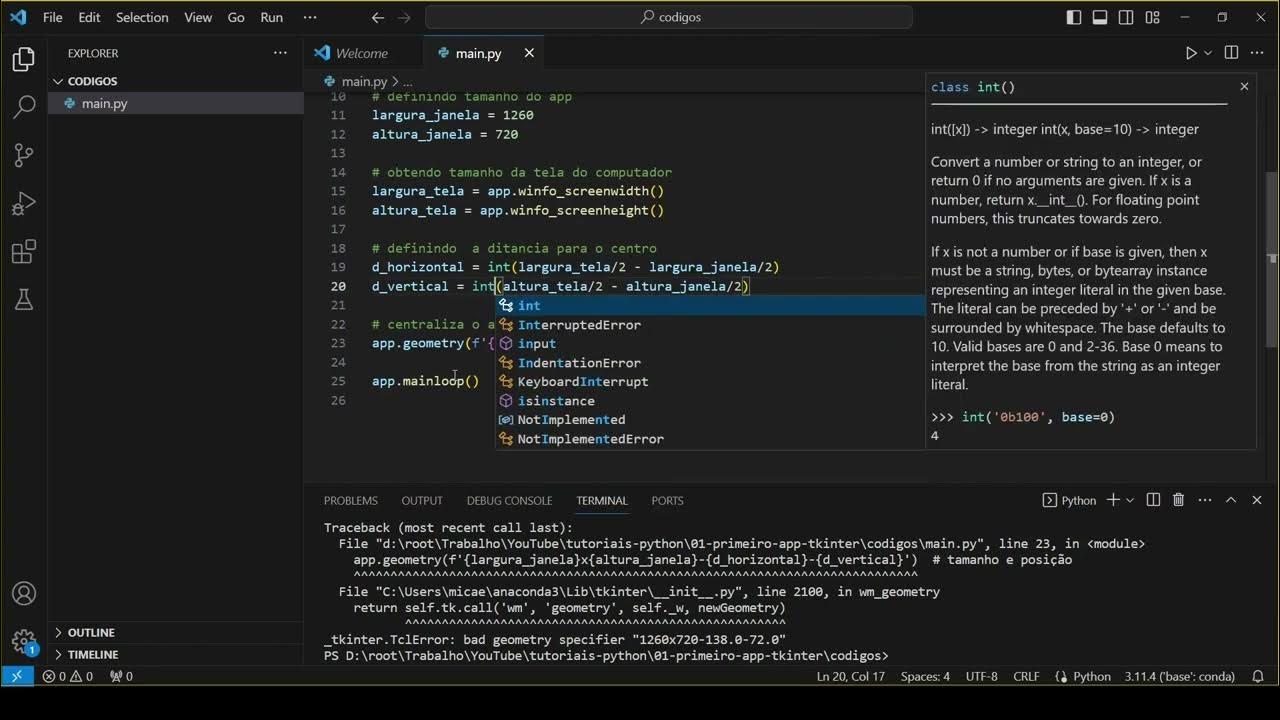 TODAS as configurações básicas de um APP PYTHON (tkinter) em 15 minutos ...