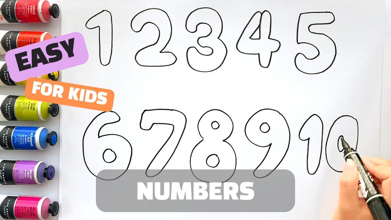 Easy Number Drawing and Coloring for Kids _ Rainbowhands - YouTube