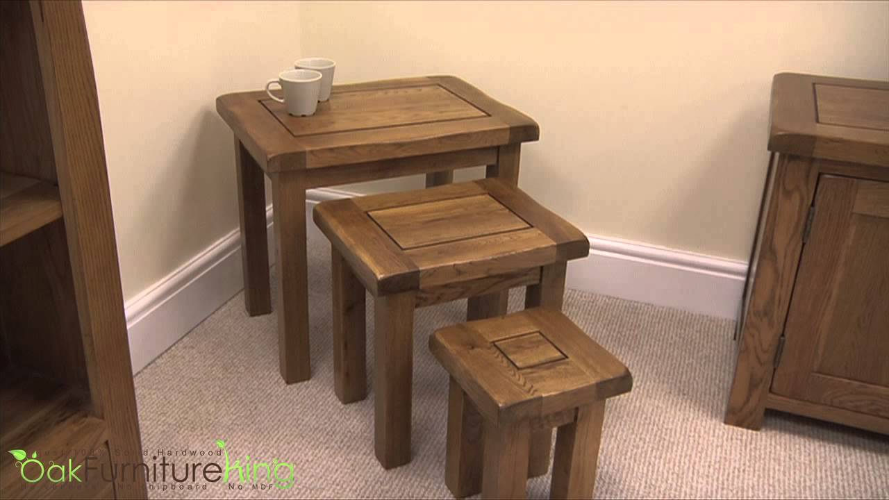 Cotswold Rustic Solid Oak Nest of Tables - YouTube