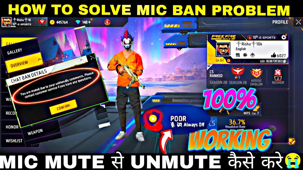 Mic Muted Due To Low Behaviour Rating Go Check Problem Free Fire😭Mic On ...
