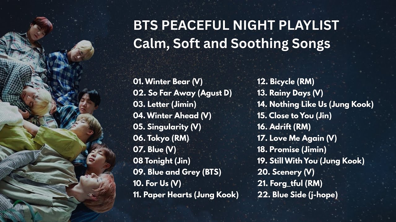 BTS Peaceful Night playlist | Calm Soothing Relaxing Music - YouTube