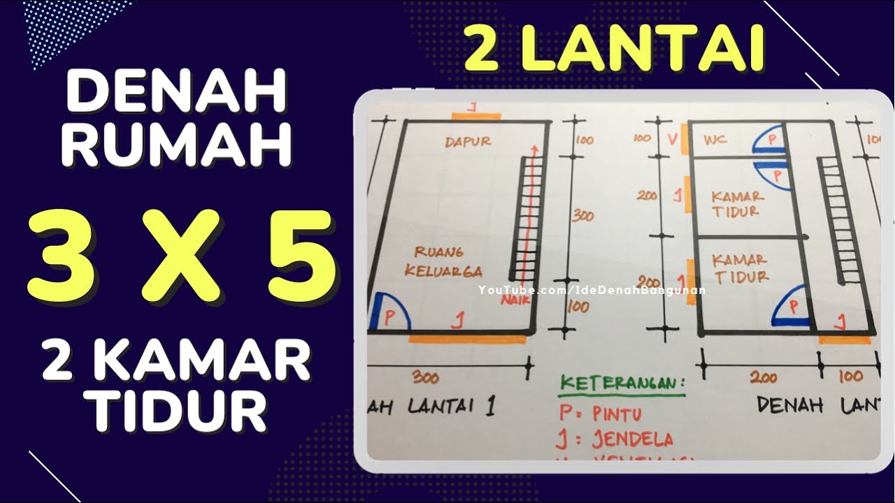 Desain Denah Rumah 3x5 2 Kamar Tidur 2 Lantai Yang Bagus - YouTube