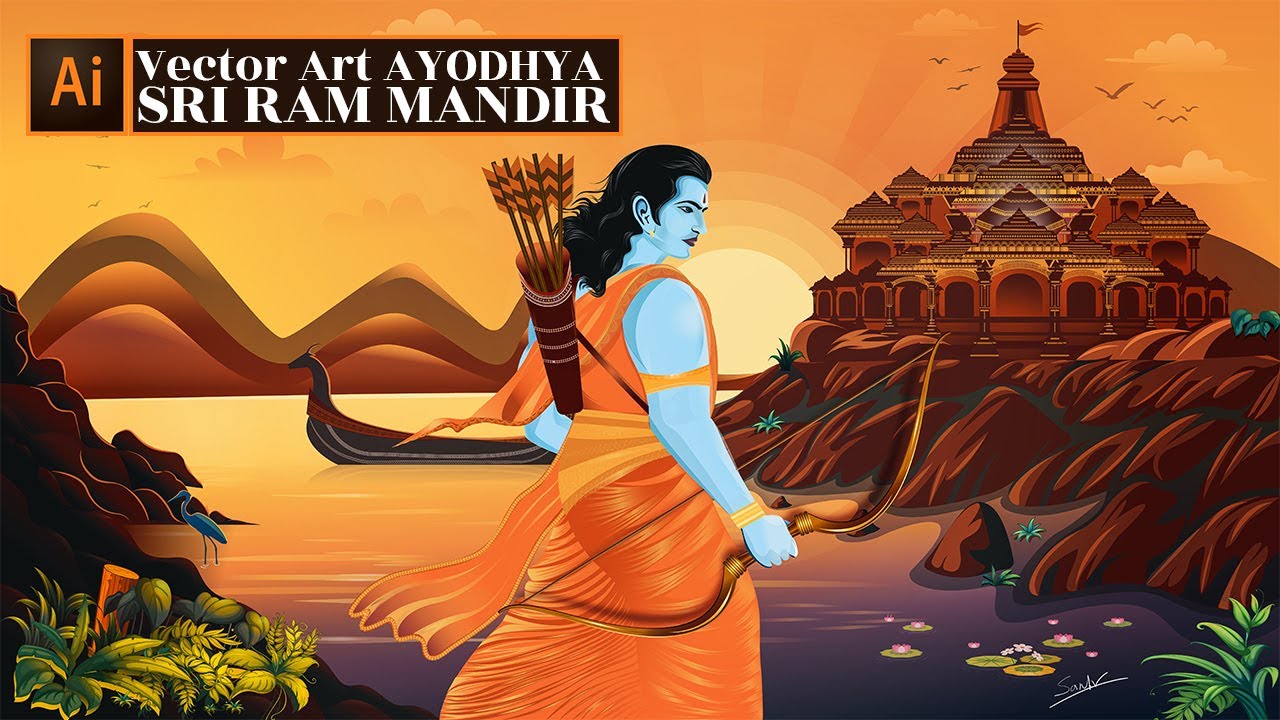Creating Sri Ram Mandir Ayodhya Vector Art: Step-by-Step Tutorial ...