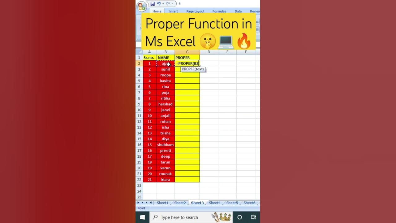 Proper Function In Ms Excel 🔥🤓 Exceltutorial Excelsolutions Excelcourse Excel Viral