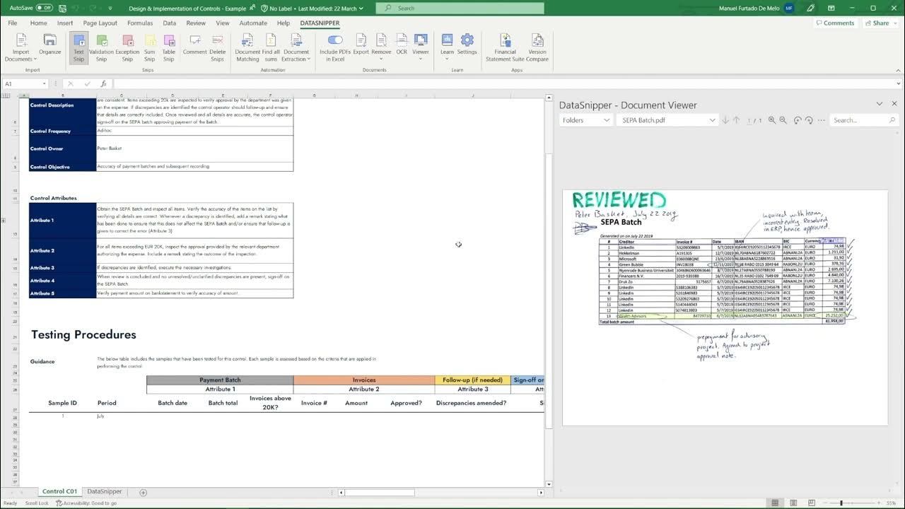 Design and Implementation of Internal Controls with DataSnipper - YouTube