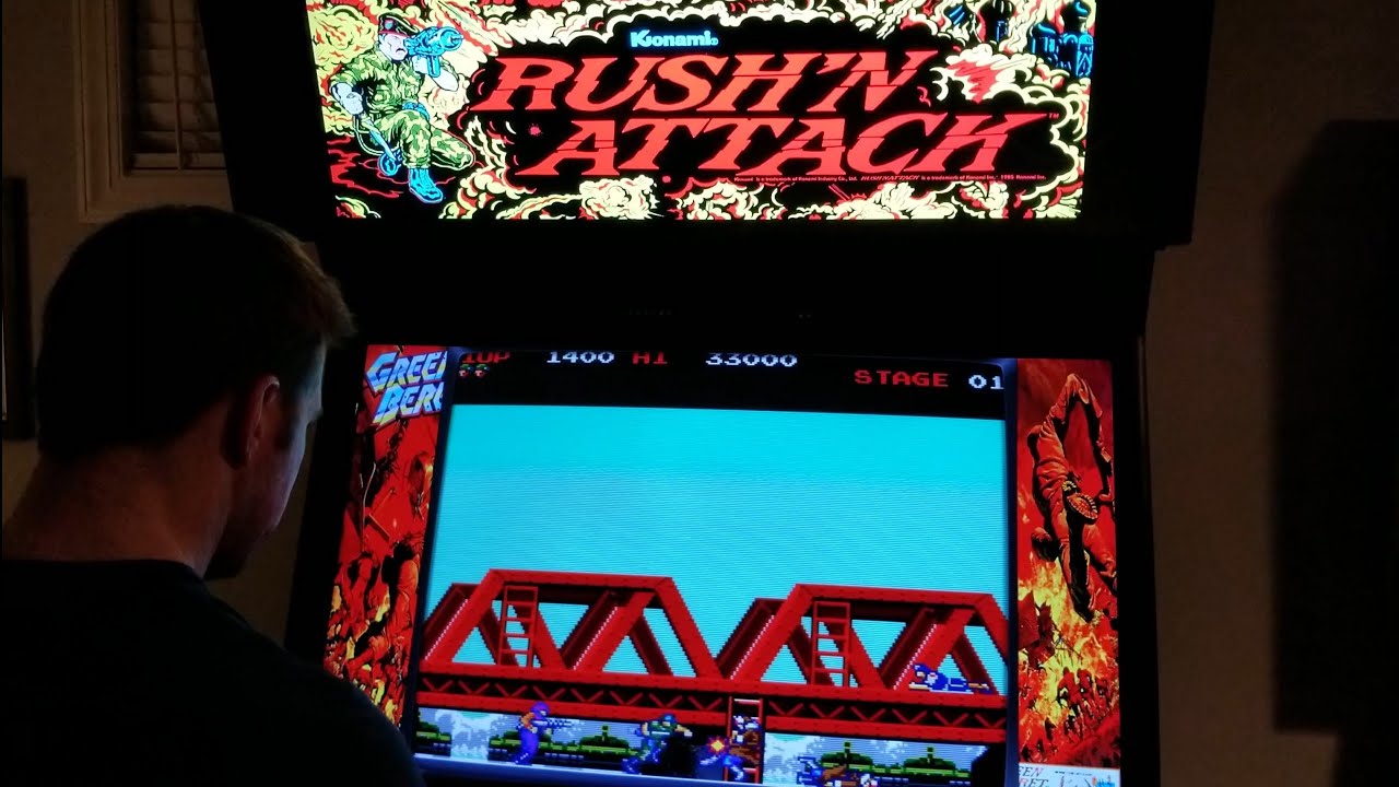 Rush'N Attack Arcade Cabinet MAME Gameplay w/ Hypermarquee - YouTube