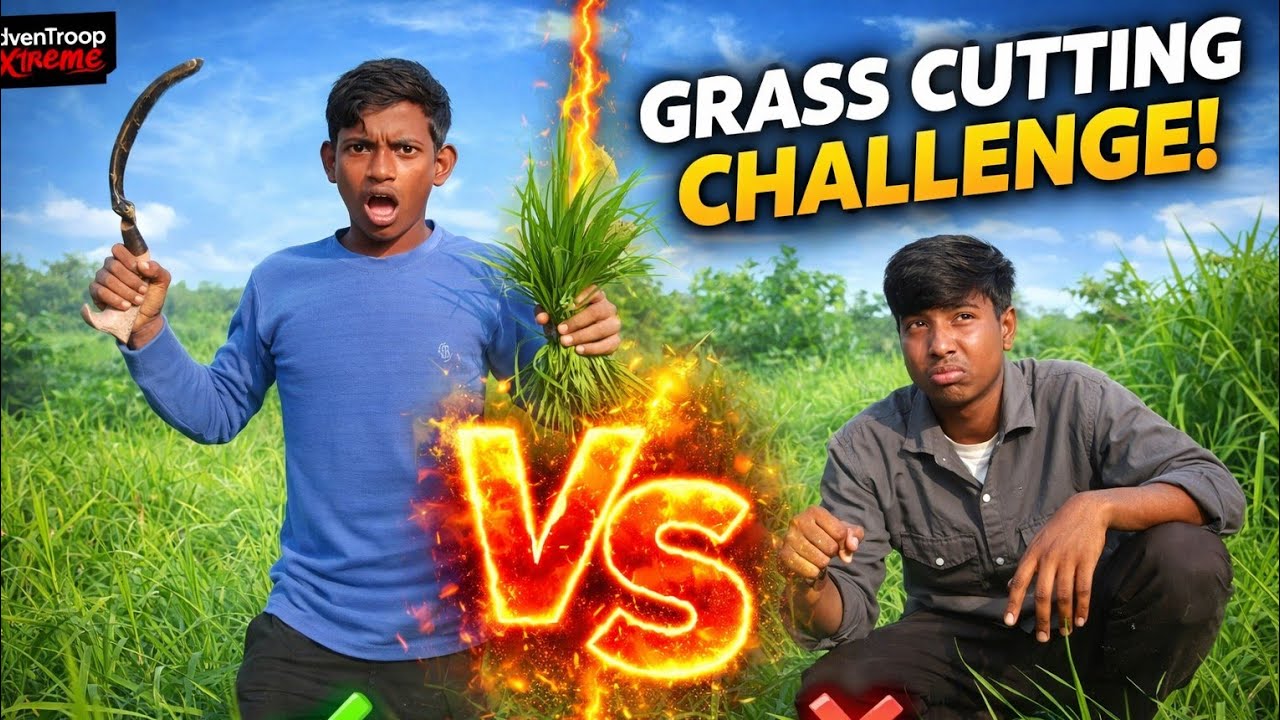 20 Minute Grass Cutting Challenge 😱 | Last Man Loses Badly | Real ...