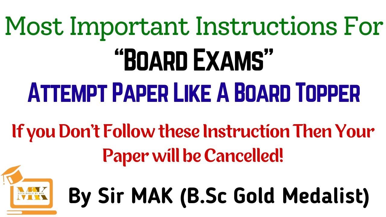 How to Attempt Paper in Board Exams like a topper | Special Instruction ...