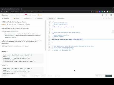 Dot Product of Two Sparse Vectors - Javascript - YouTube
