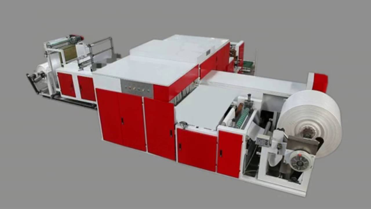 Liner bag inserting machine for woven bag from Roll to Bag - YouTube