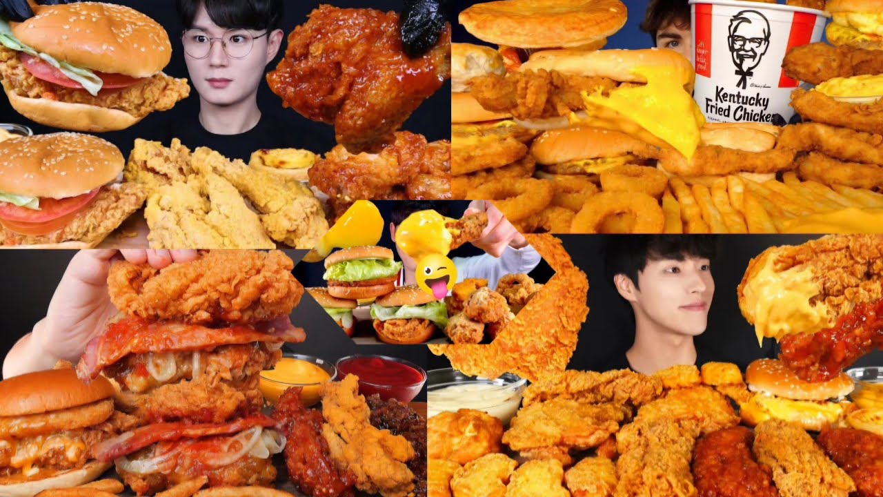 *Asmr BEST* FAST FOOD KFC🍗🥪CHICKEN BURGER EATING SOUNDS MUKBANG ...