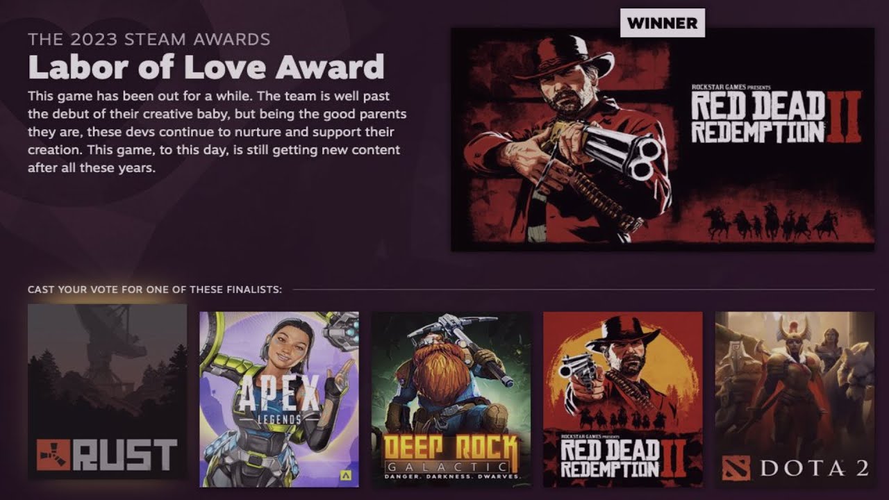 Red Dead Redemption 2 - Labor Of Love Award - YouTube