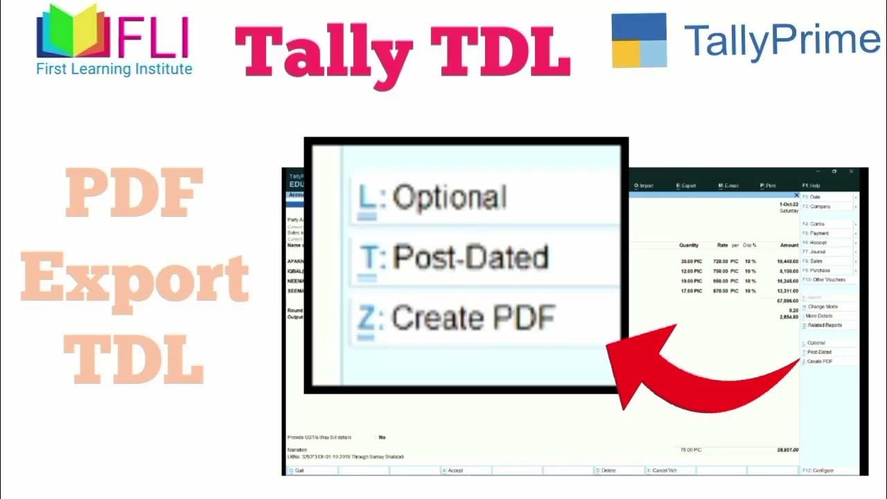 PDF Export TDL| Export botton in TallyPrime | Tally TDL| Tally Add-ons| auto save pdf invoice ...