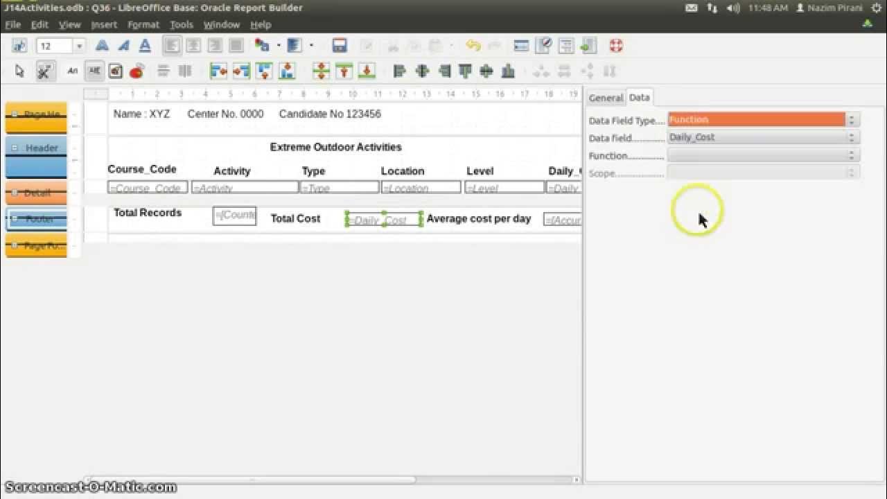 Libreoffice Base Report Header, Total, Max, Min - YouTube