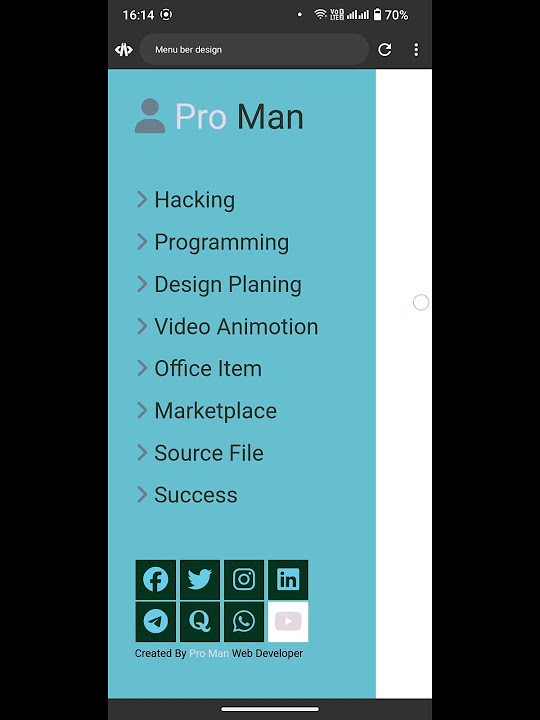 Menu Ber Design Left side, coding html and css. #coding #htmlcss #programming #html #webdesign ...