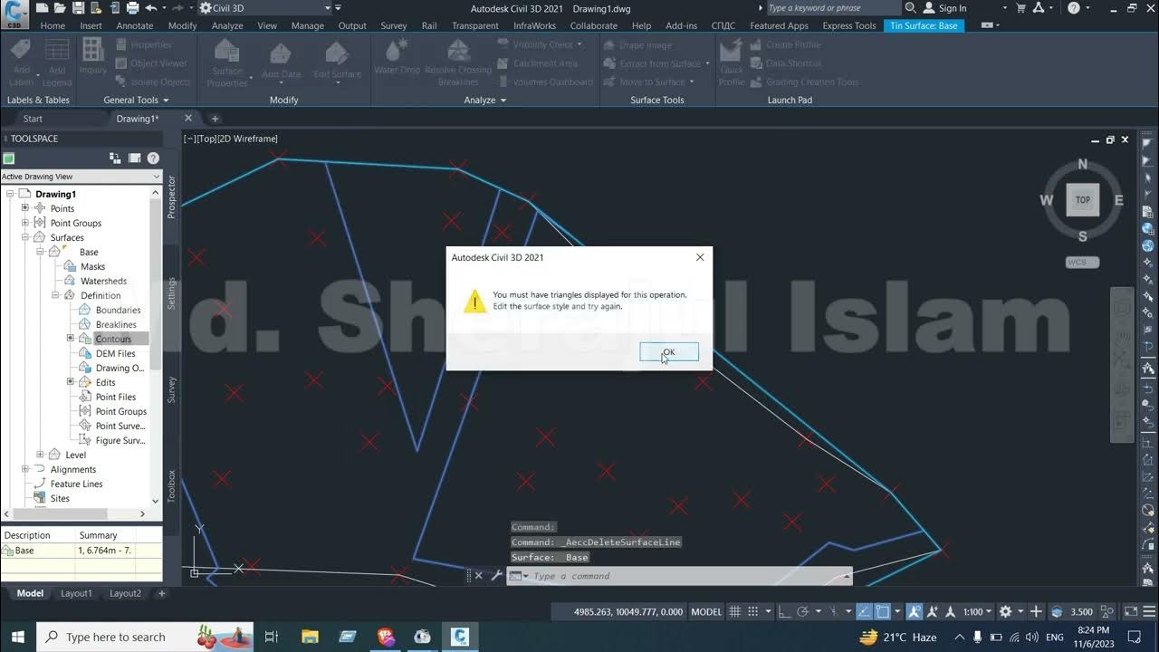 How to calculate volume between two surface from survey data using Autocad civil 3d 2021 - YouTube