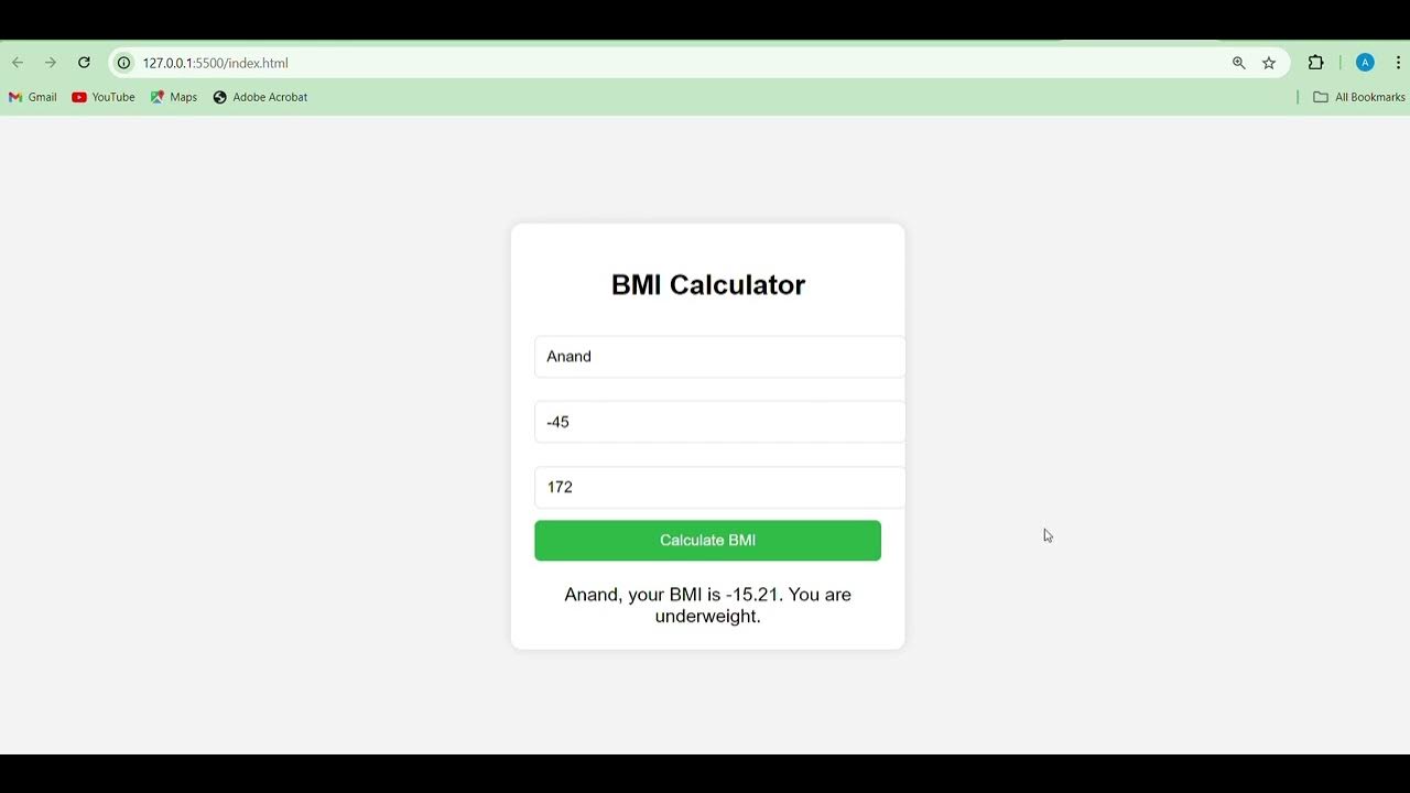BMI calculator using chatGPT - YouTube