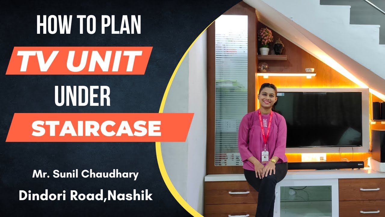 How to plan Tv unit under staircase in Living room| Furniture| Modular ...