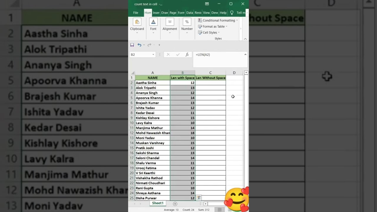 Count Letter In Cells With LEN Formula In Excel YouTube Count Letter In Cells With LEN Formula In Excel YouTube