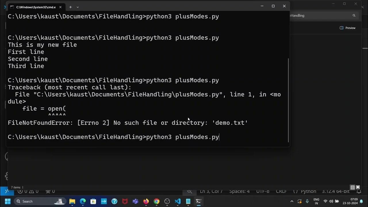 An extension to read, write, append modes - w+ , r+, a+ modes - YouTube