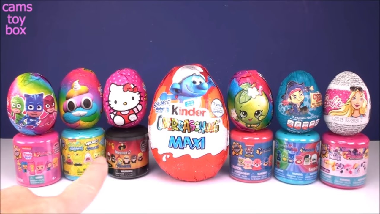 Mashems Fashems KINDER MAXI Chocolate Surprise Eggs TOYS Opening for ...