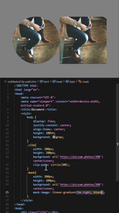 clip-path Vs masking In Css explained! #clip #mask #coding #css #tutorial #playlist #shorts #yt ...