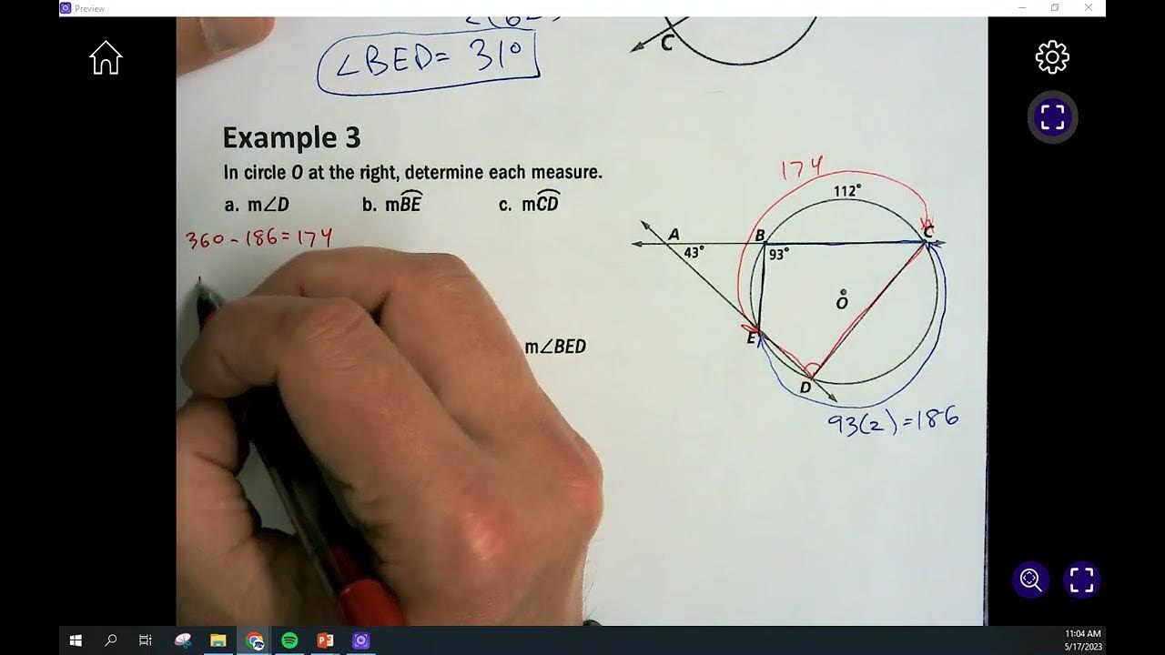 Geometry - Lesson 14.3 Angles formed by Chords and Secants - YouTube