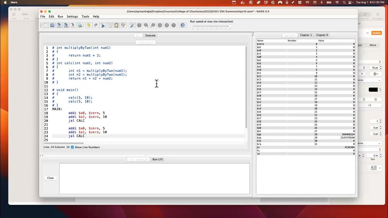 Intro to MIPS: More Examples Calling Functions - YouTube