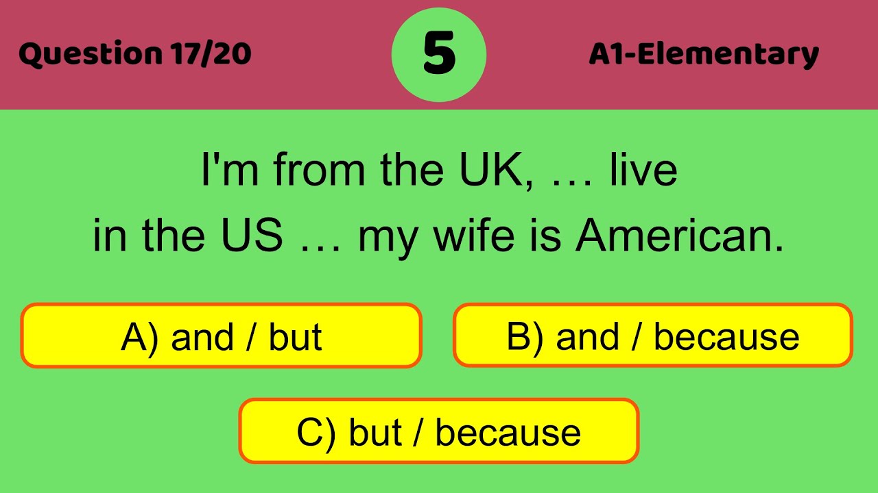 conjunctions and, but, or, so, because # Lesson 28 Quiz N°3 - YouTube