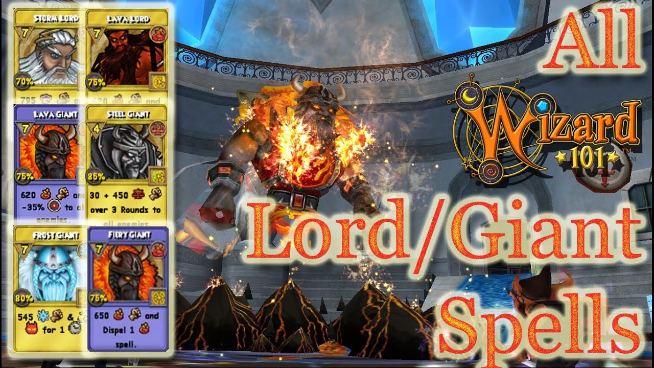 Wizard101: All Lord / Giant Spells (as of Sept. 2020) - YouTube