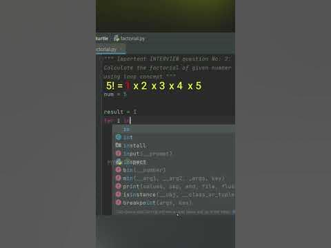 Important Interview Question : 2 | Calculate Factorial of 5 using loop concept | Python Tamil ...