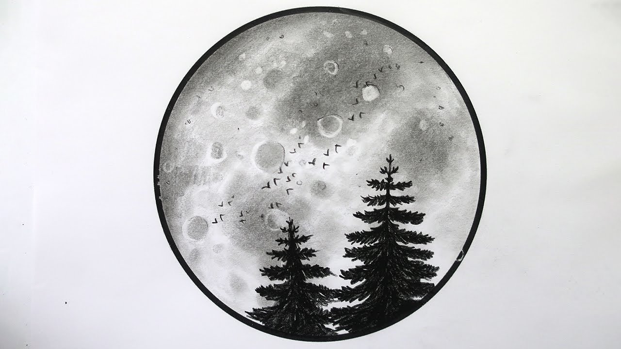 How to Draw The Moon: Step by Step Pencil Drawing | circle drawing ...