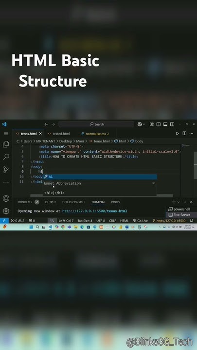 HTML Basic Structure #technology #tutorial #vscode #html - YouTube