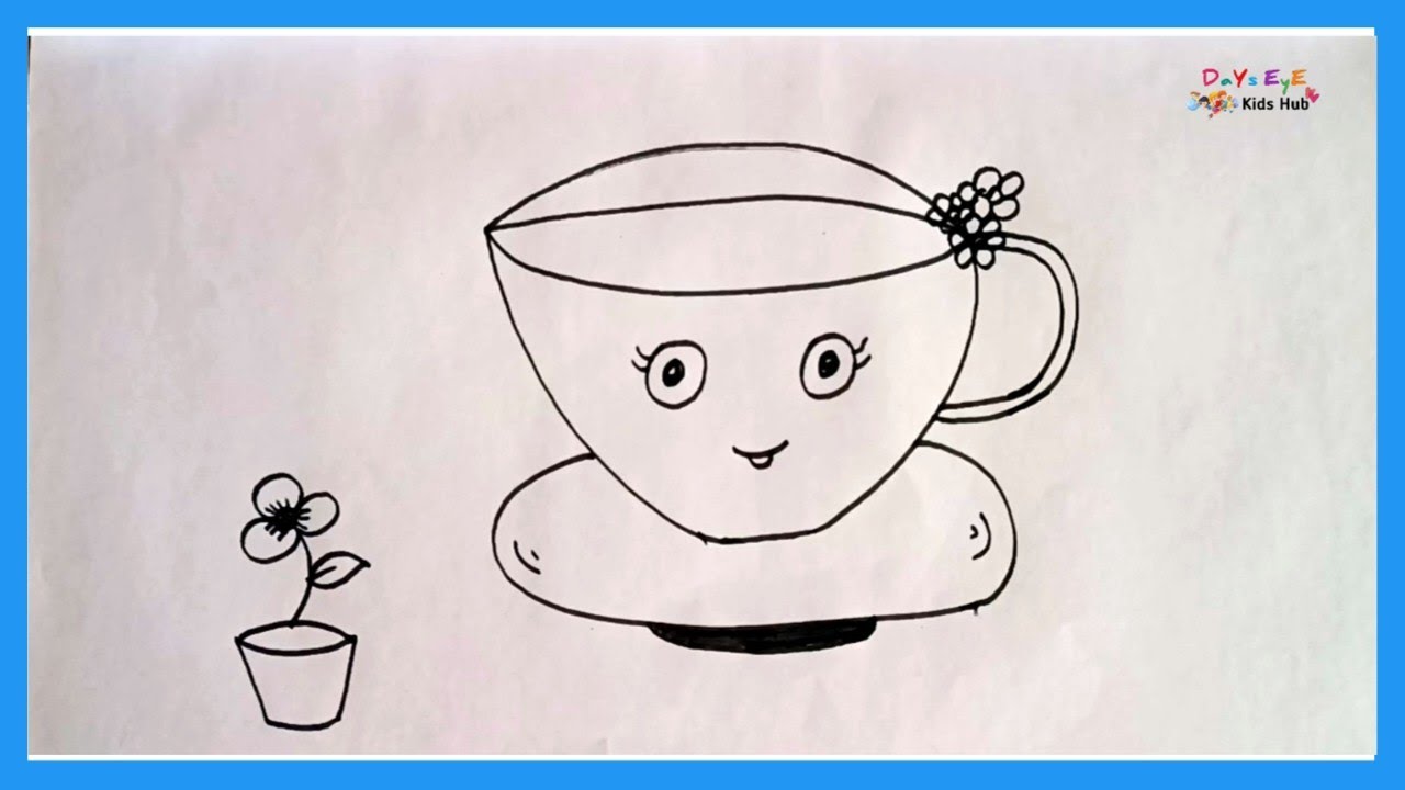How to draw a Cute teacup drawing in easy way step by step drawing for beginners | teacup ...