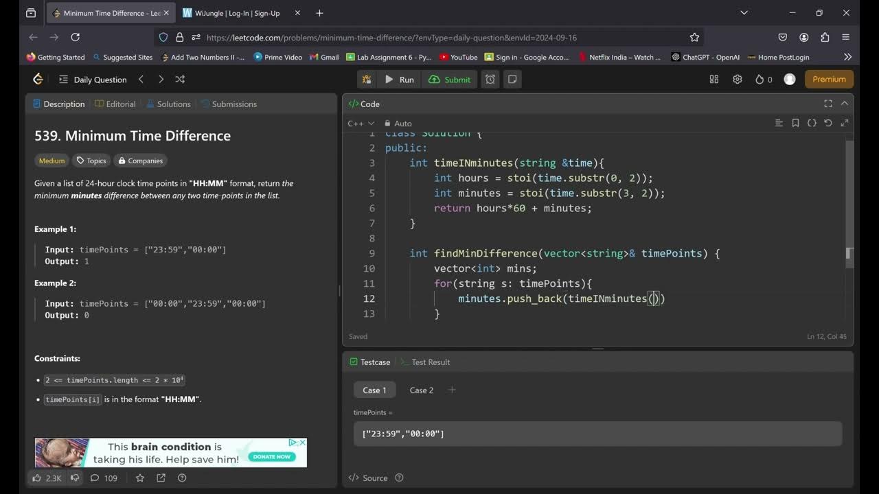 LEETCODE DAILY QUESTION | | 539 MINIMUM TIME DIFFERENCE | | LEETCODE SERIES IN TELUGU - YouTube
