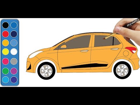 How to drawing car step by step hyundai Grand I10 coloring for kids ...
