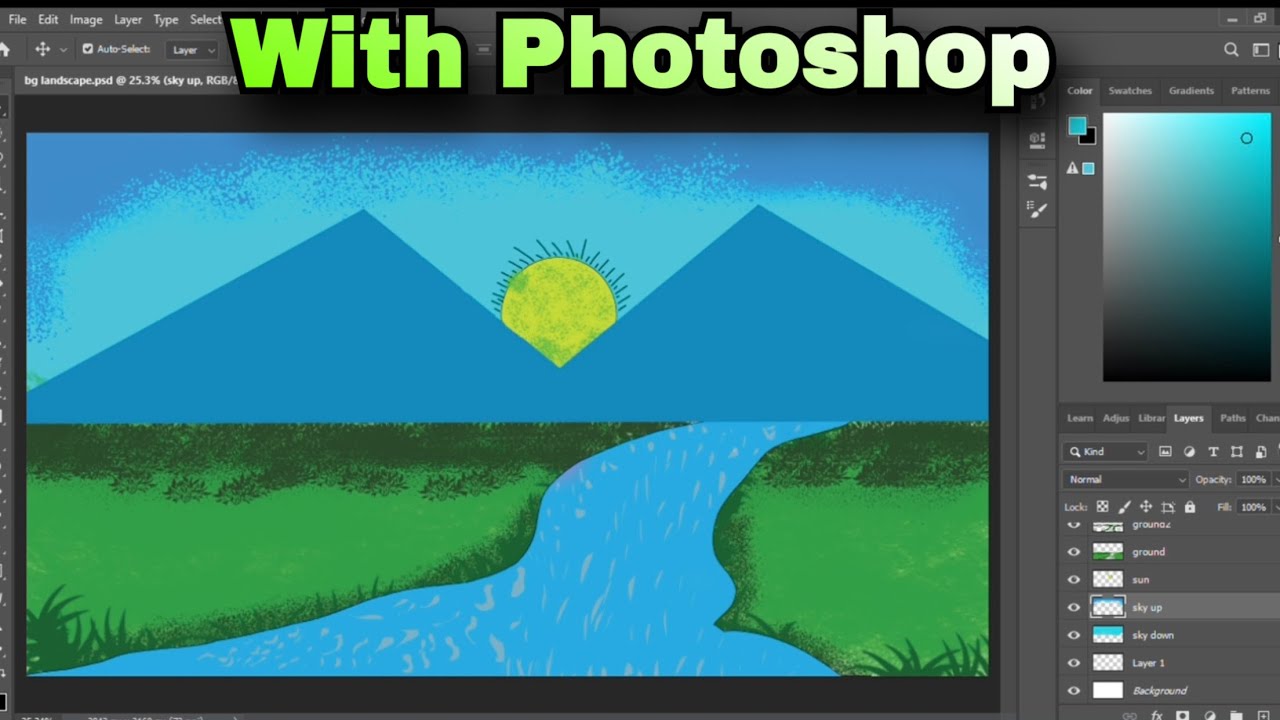 How to draw background with Photoshop || Aysha drawing school || # ...