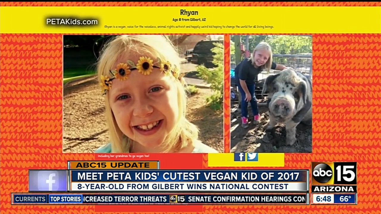 Gilbert girl wins PETA 'cutest vegan kid' contest - YouTube