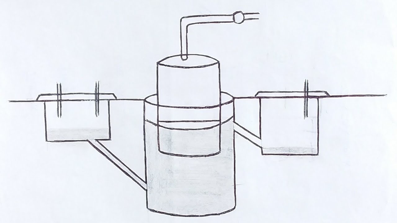 how to draw diagram of bio gas plant | how to draw bio gas plant ...